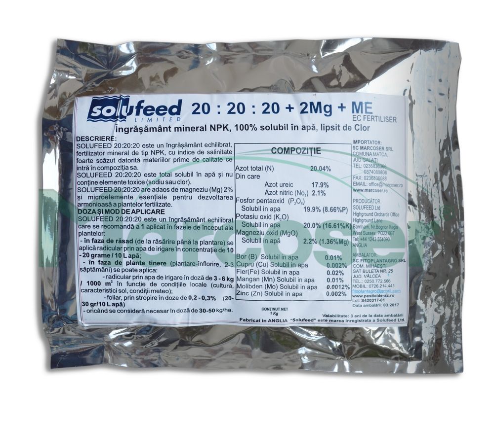 Solufeed 20:20:20 - Ingrasamint NPK echilibrat